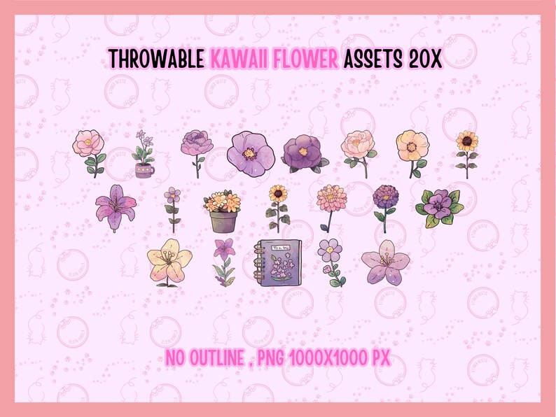 Throwable Assets Kawaii Flower 20x ,2D Digital Assets,stream Decoration ...
