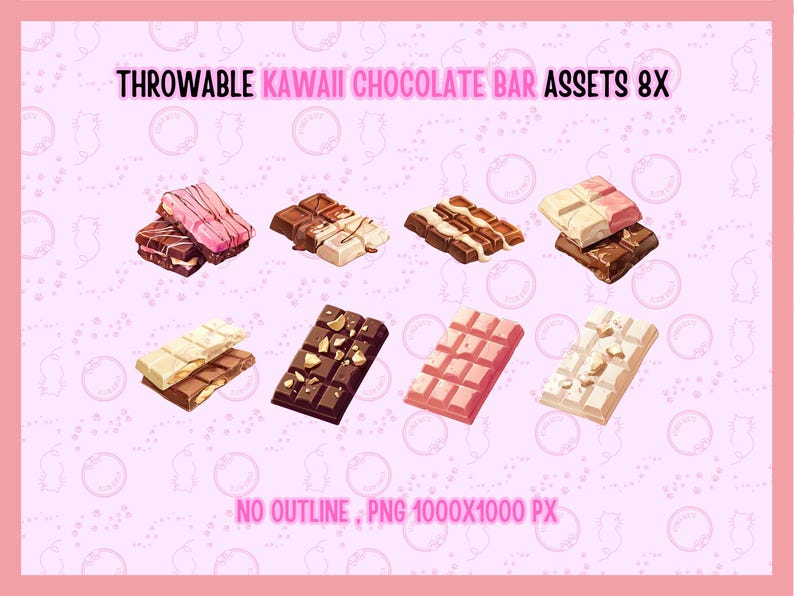 Throwable Assets Kawaii Chocolate Bar 8x ,2D Digital Assets,stream ...