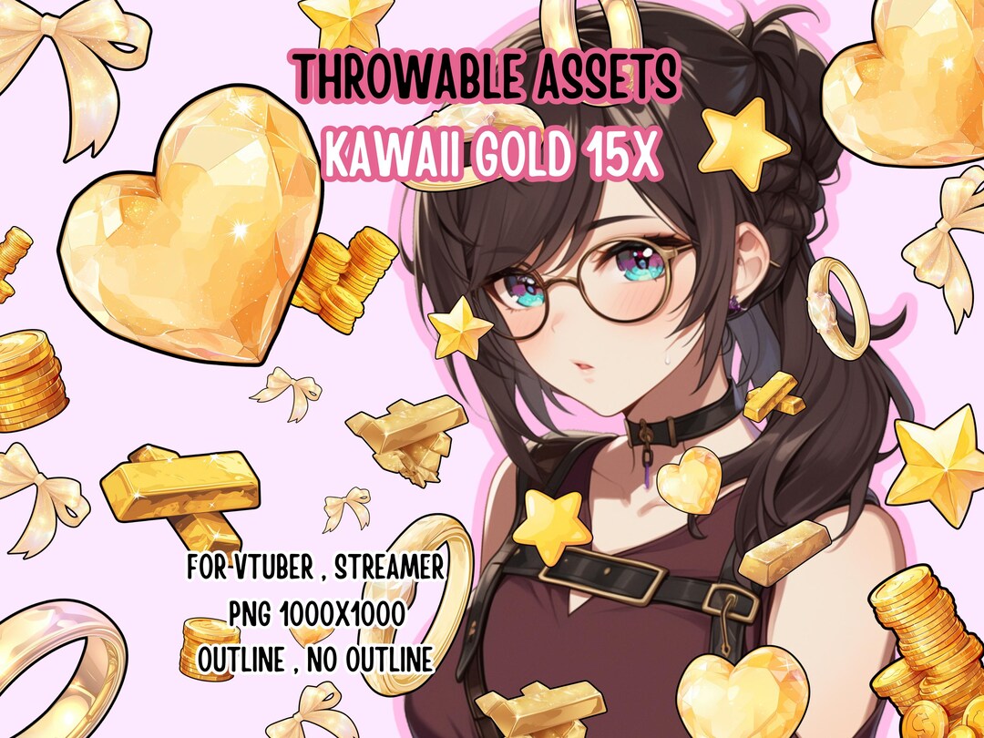 Throwable Assets Kawaii Gold 15x,2d Digital Assets,stream Decoration ...