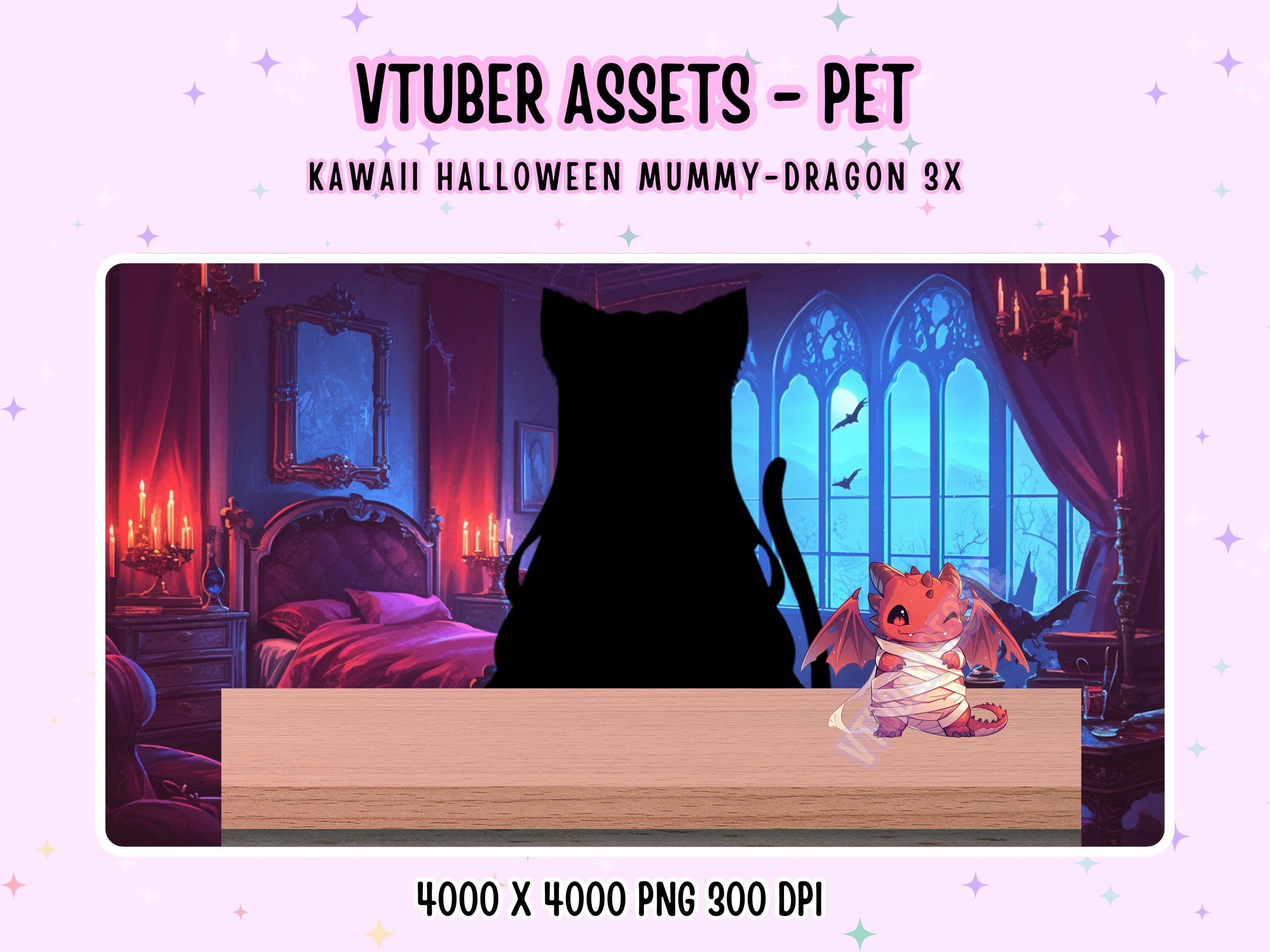 Vtuber Assets,vtuber Pet ,3x Kawaii Halloween Mummy-dragon for Vtuber ...