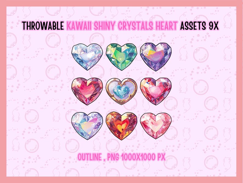 Throwable Assets Shiny Crystals Heart 9x ,2D Digital Assets,stream ...