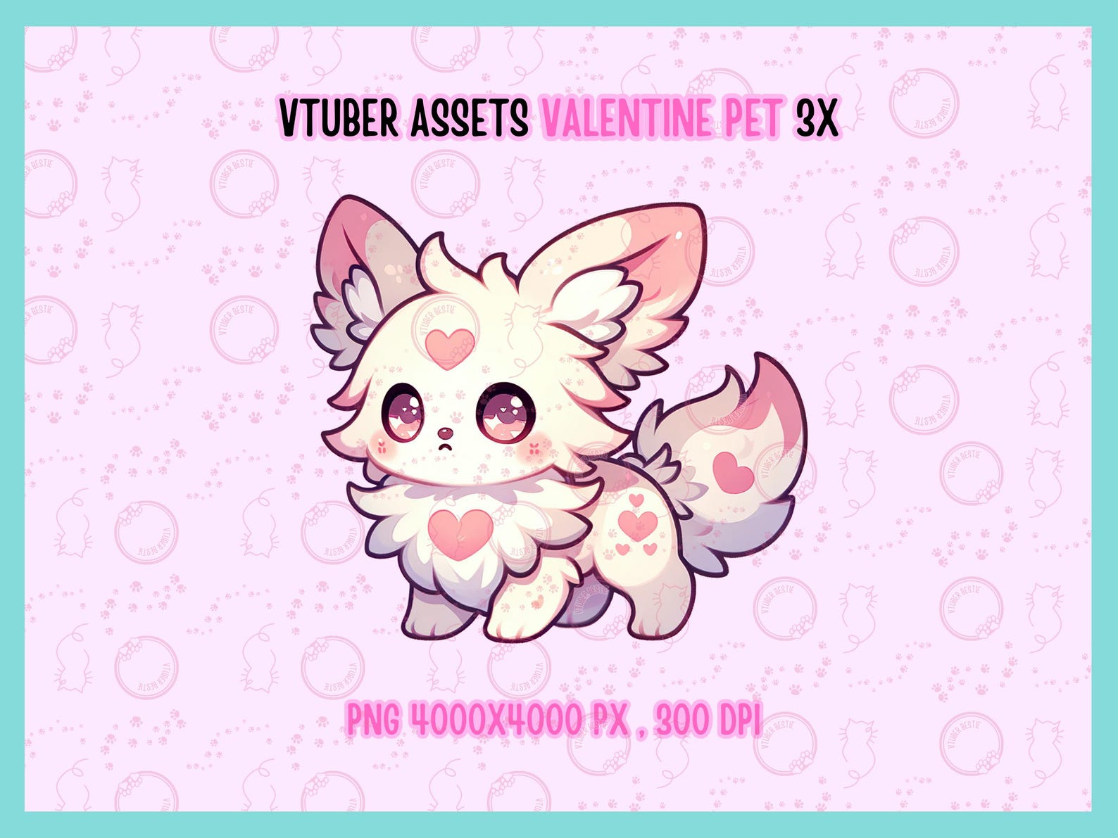 Vtuber Assets, Vtuber Pet ,3x Kawaii Valentine Mythical Creature for ...