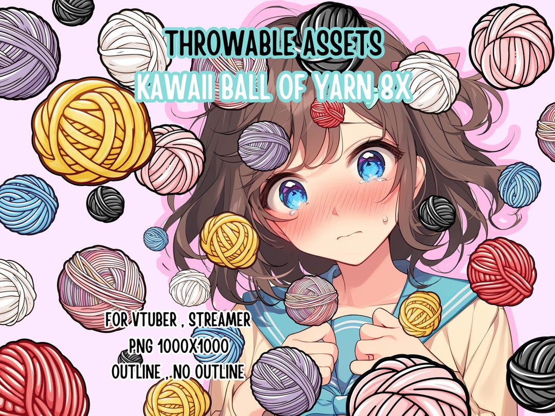 Throwable Assets Kawaii Ball of Yarn 8x ,2D Digital Assets,stream Decoration,cute Throwable ...