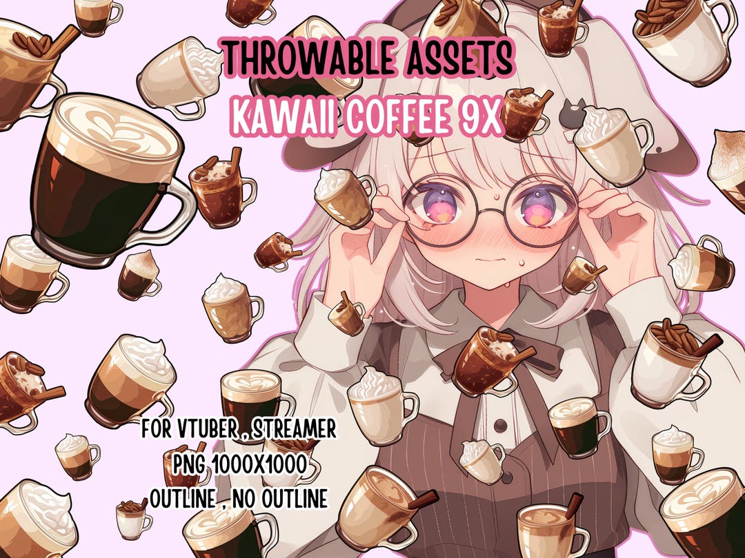 Throwable Assets Kawaii Coffee 9x ,2D Digital Assets,stream Decoration,cute Throwable,drink ...