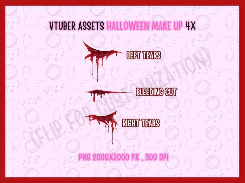 Vtuber Halloween Assets Spooky Blood Tears Tattoo ,2D Digital Assets ...