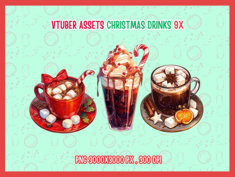 Vtuber Assets Christmas Drink Kawaii Sweet Cocoa Drink 9x for Vtuber ...