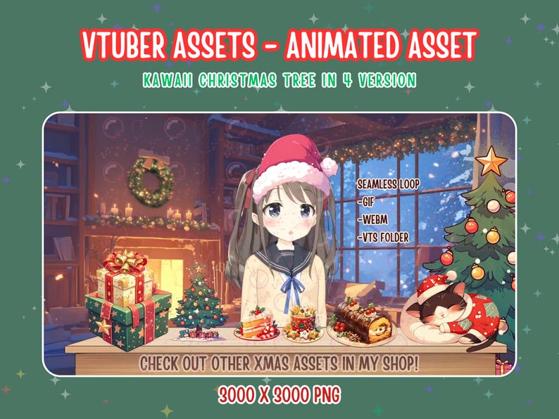 Animated Stream Decoration 4x Kawaii Christmas Trees,2d Digital Assets ...