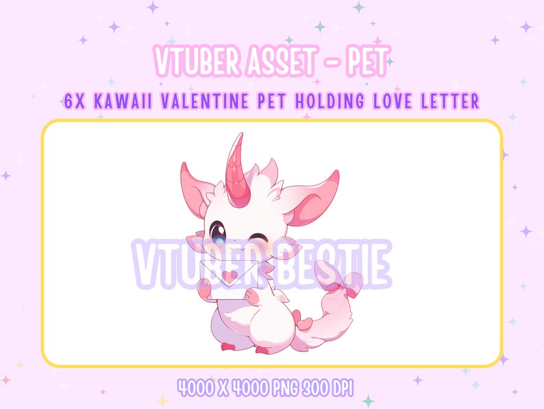 Vtuber Assets, Vtuber Pet ,6x Kawaii Pet Holding Valentine Love Letter ...