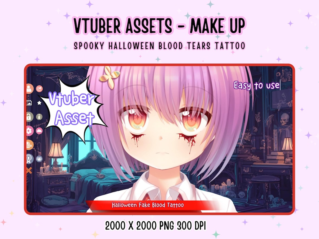 Vtuber Halloween Assets Spooky Blood Tears Tattoo ,2D Digital Assets ...