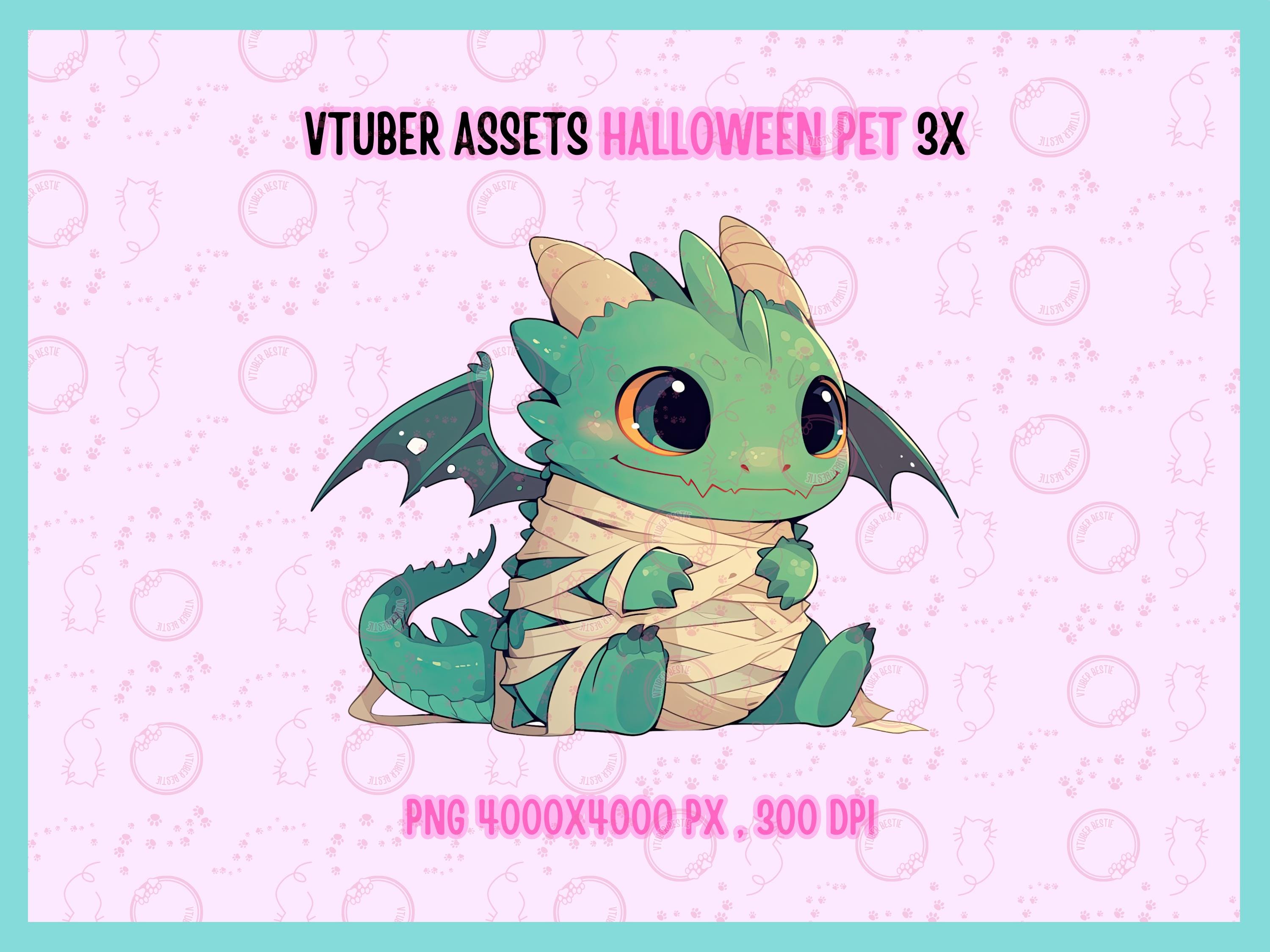 Vtuber Assets,vtuber Pet ,3x Kawaii Halloween Mummy-dragon for Vtuber ...
