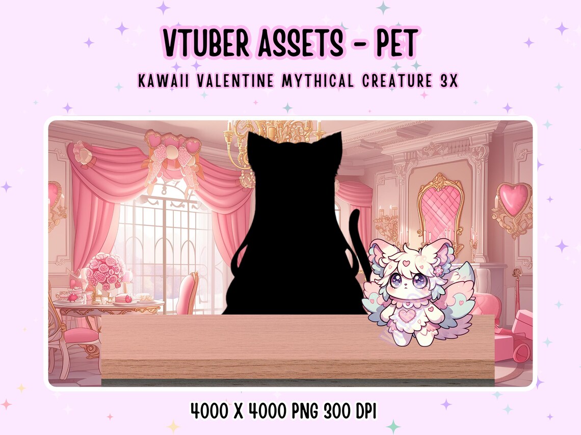 Vtuber Assets, Vtuber Pet ,3x Kawaii Valentine Mythical Creature for ...