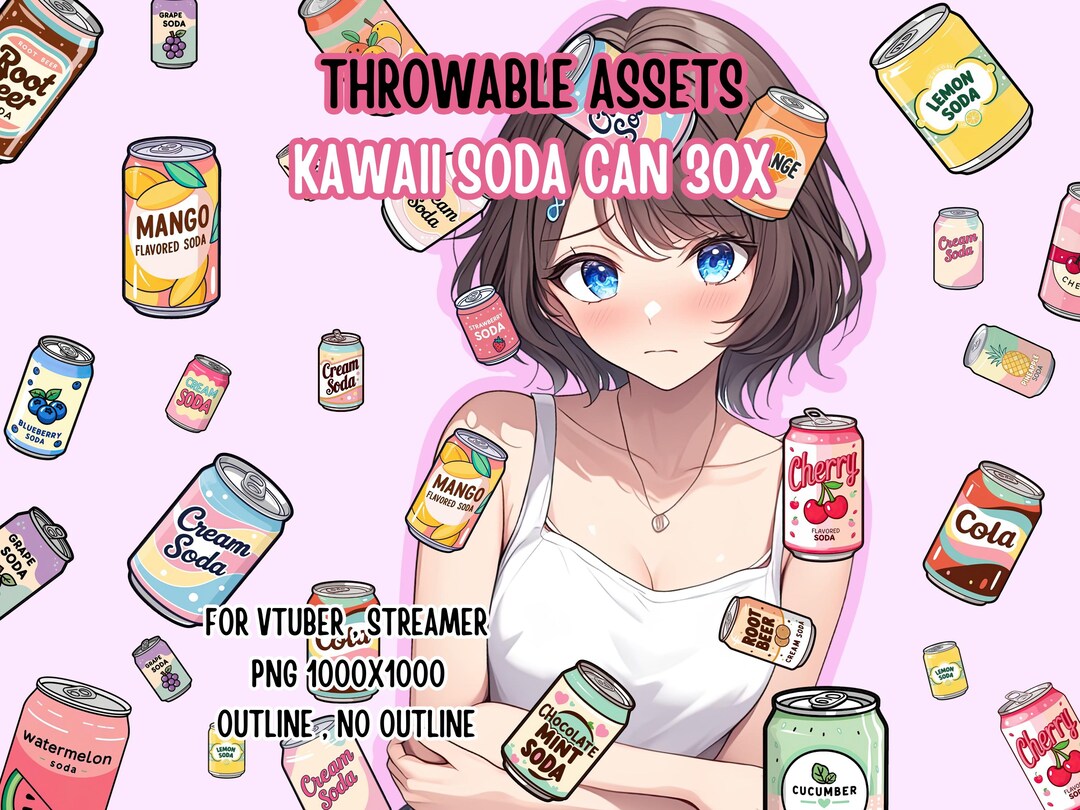 Throwable Assets Kawaii Soda Can 30x,2d Digital Assets,stream Decoration,cute Throwable,vtuber ...