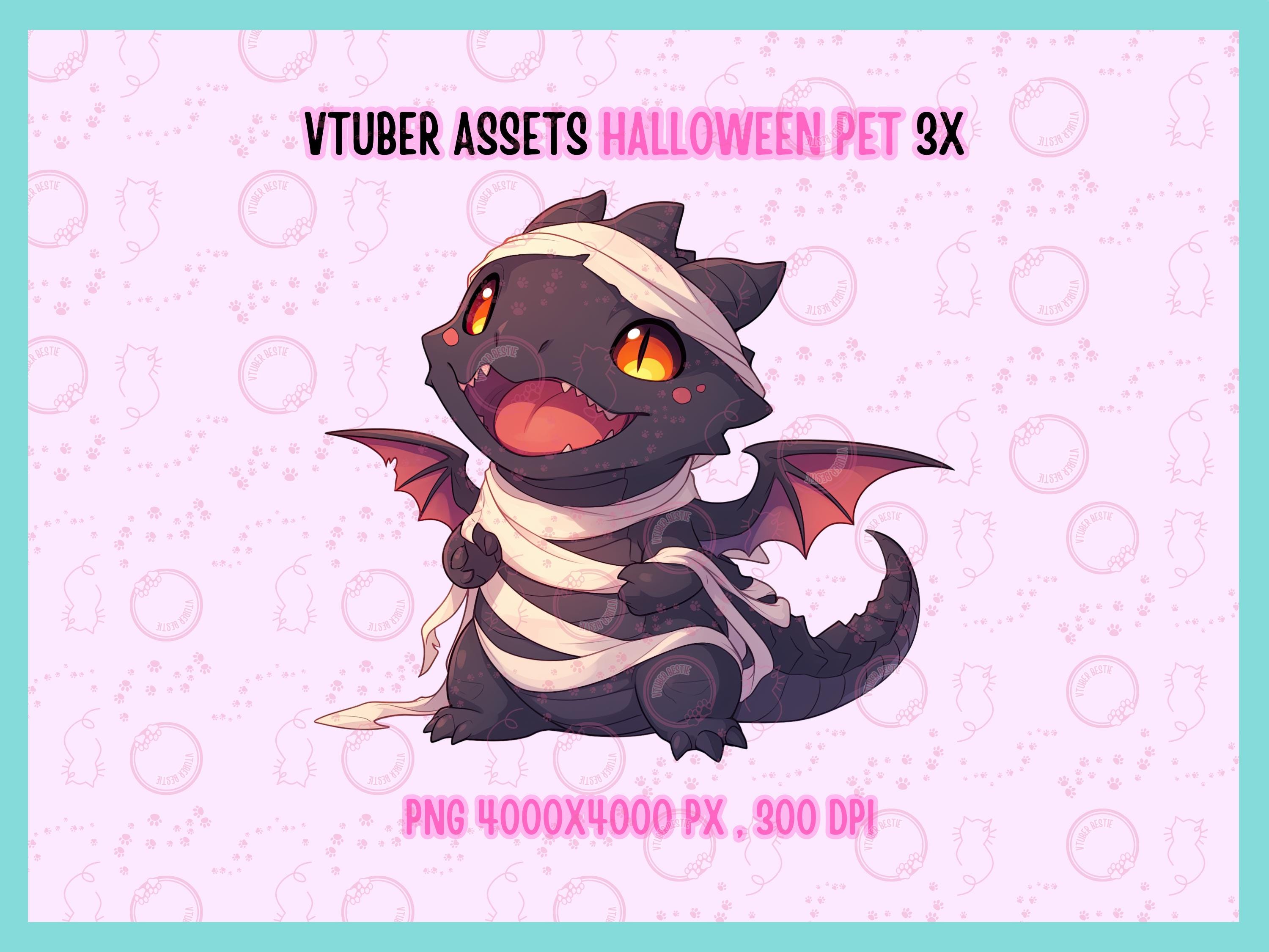 Vtuber Assets,vtuber Pet ,3x Kawaii Halloween Mummy-dragon for Vtuber ...