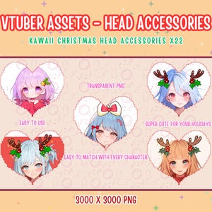 Vtuber Assets,kawaii Christmas Head Accessories X22,2d Digital Assets ...