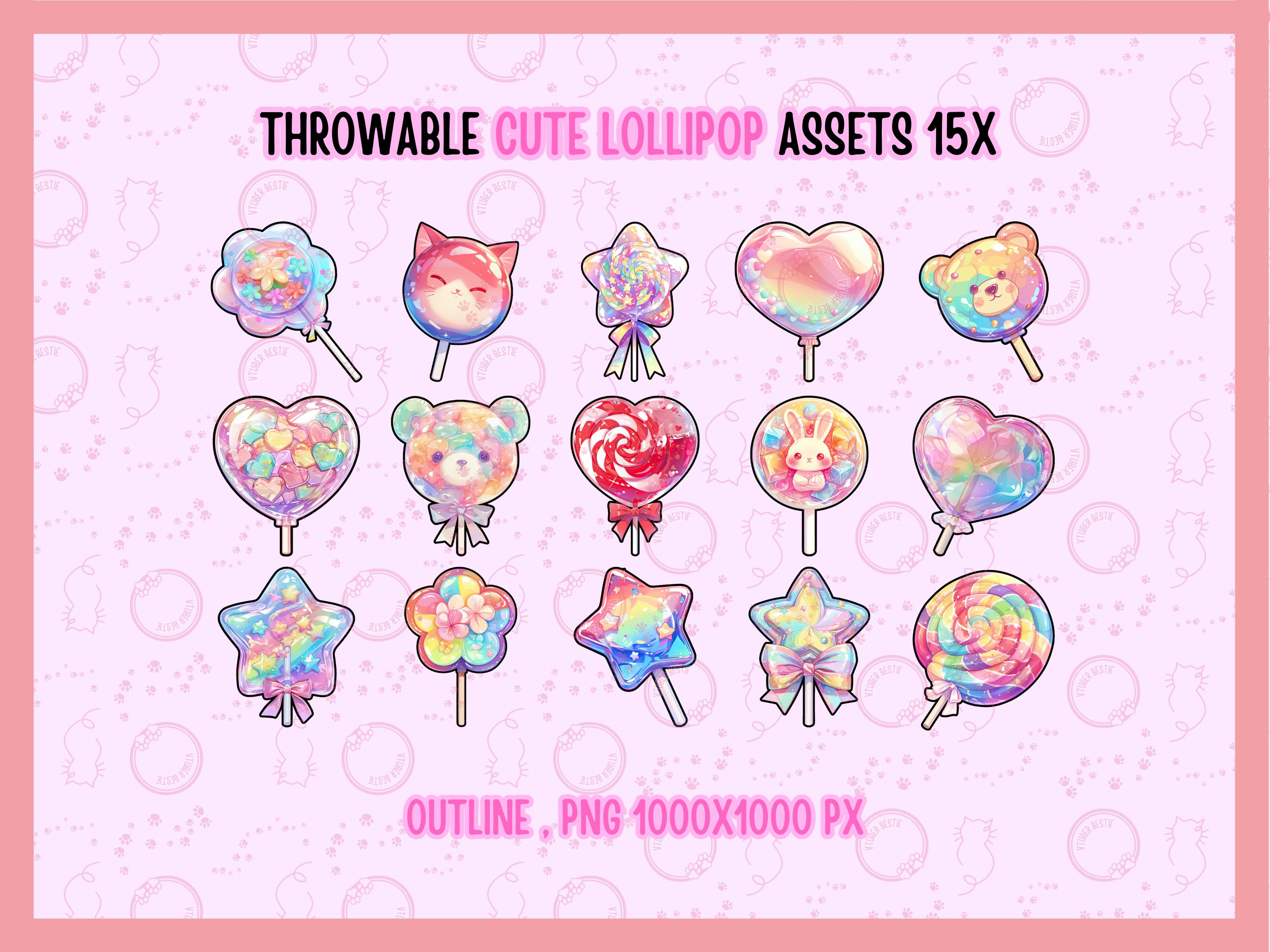 Throwable Assets Cute Lollipop 15x ,2D Digital Assets,stream Decoration ...