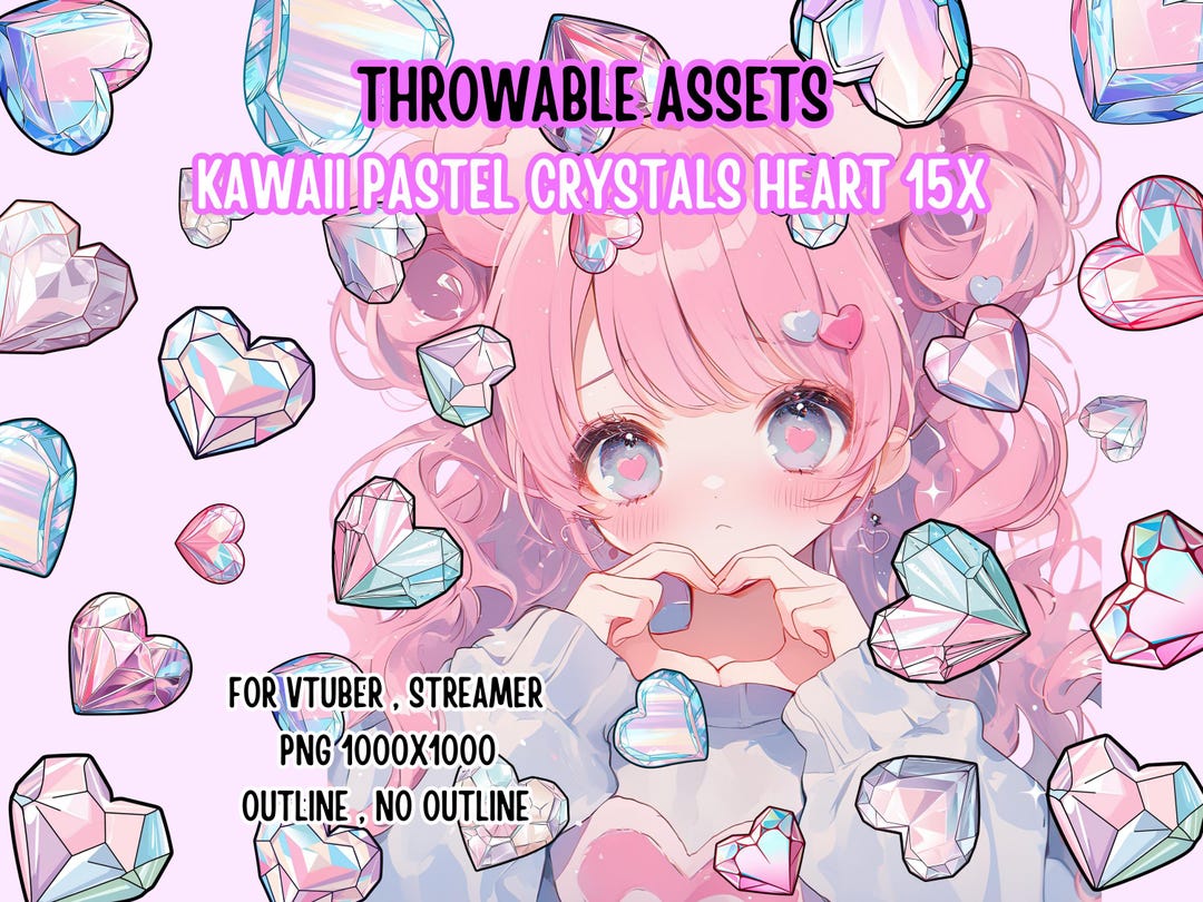 Throwable Assets Pastel Crystals Heart 15x ,2D Digital Assets,stream ...