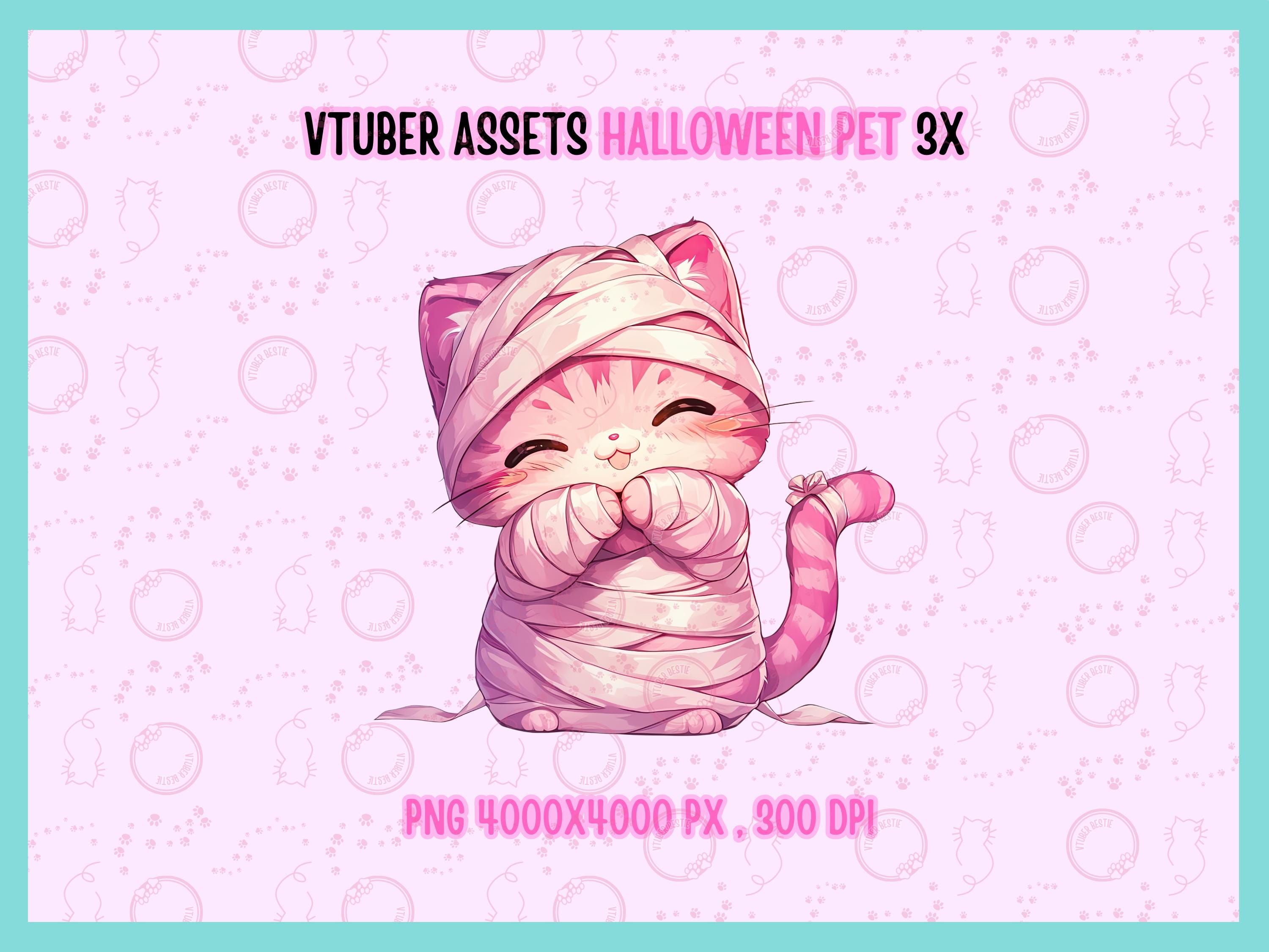 Vtuber Assets,vtuber Pet ,3x Kawaii Halloween Mummy-cat for Vtuber ...