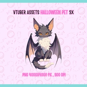 Vtuber Assets,vtuber Pet ,3x Kawaii Halloween Charming Bat-cat for ...