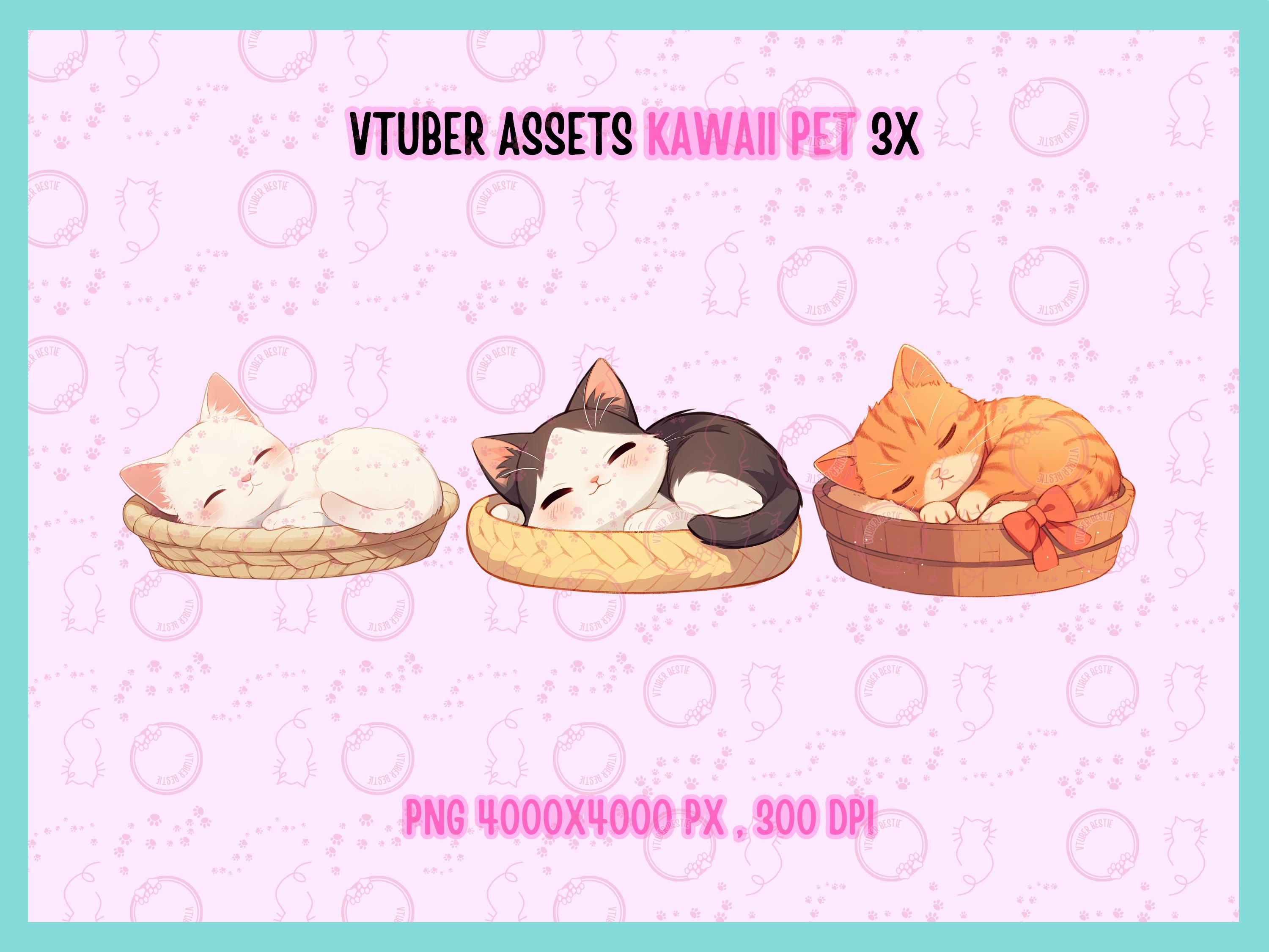 Vtuber Assets,vtuber Pet ,13x Kawaii Sleeping Cat for Vtuber , Cute ...