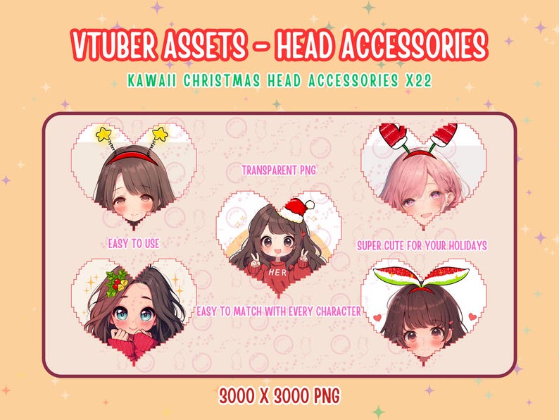 Vtuber Assets,kawaii Christmas Head Accessories X22,2d Digital Assets ...