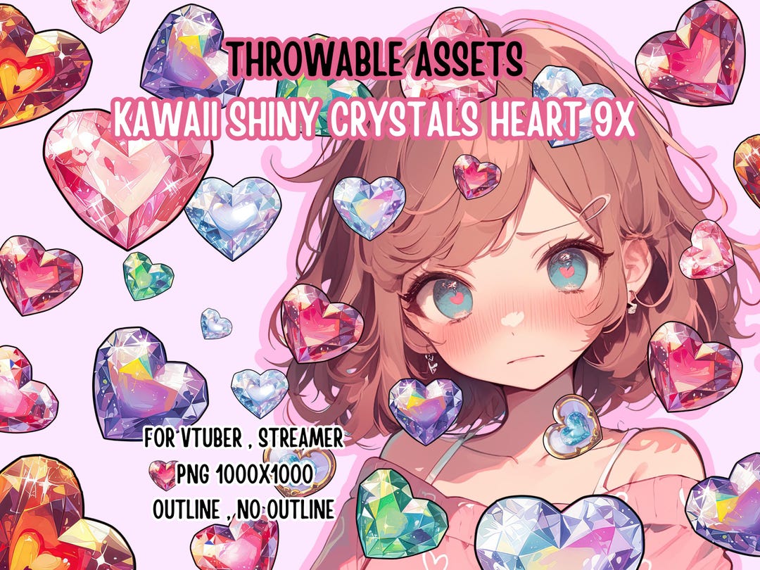 Throwable Assets Shiny Crystals Heart 9x ,2D Digital Assets,stream ...