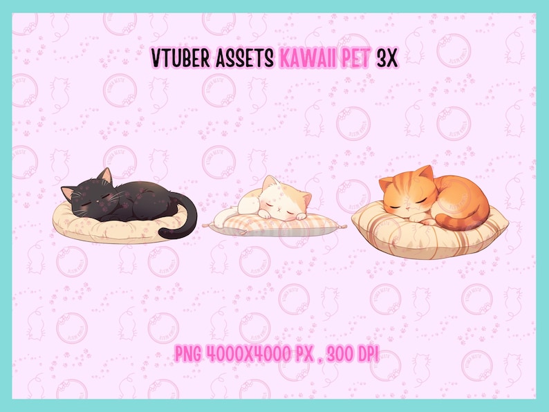 Vtuber Assets,vtuber Pet ,13x Kawaii Sleeping Cat for Vtuber , Cute ...