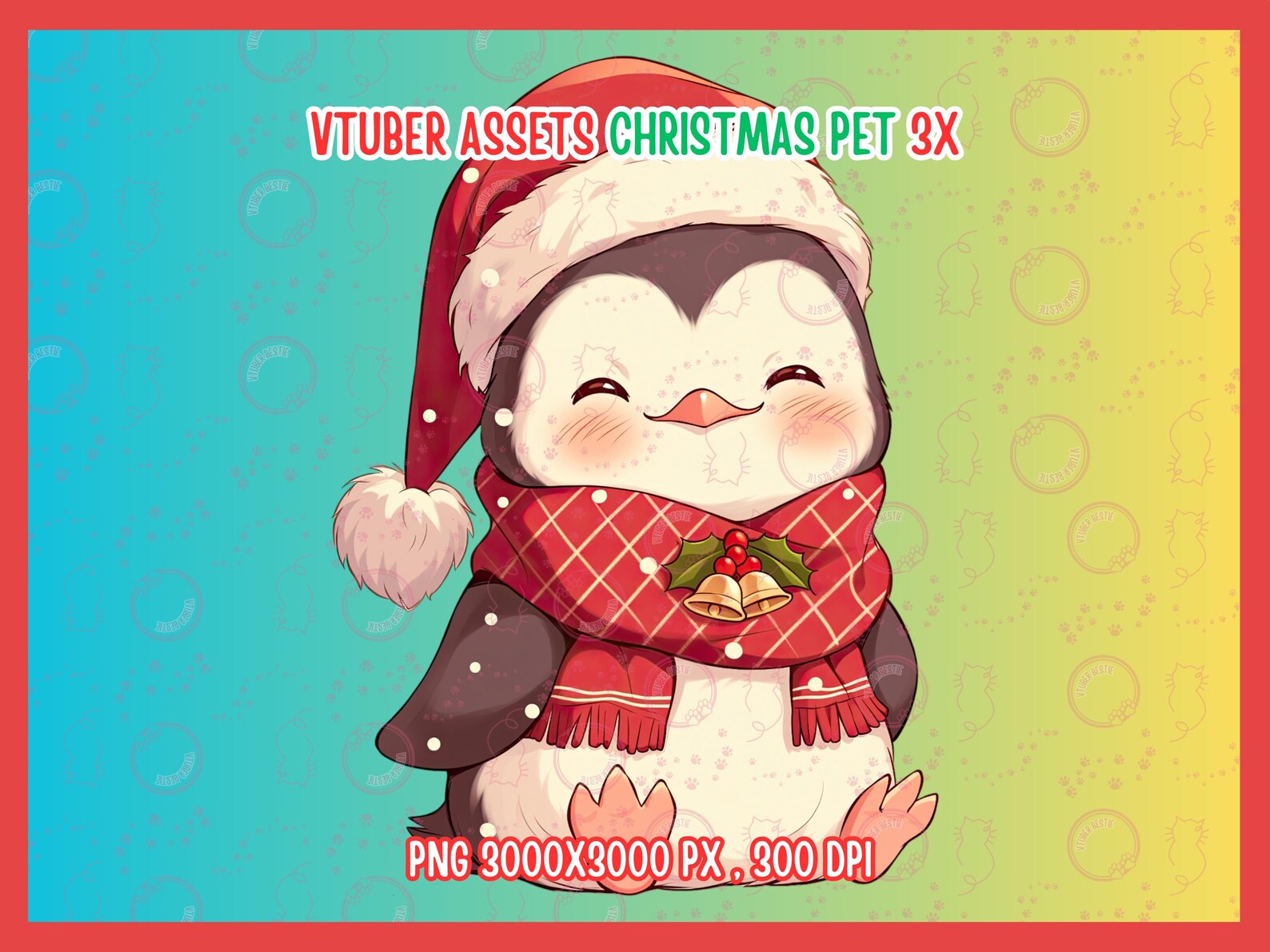 Vtuber Assets,vtuber Pet,3x Kawaii Baby Penguin in Christmas Outfit ...