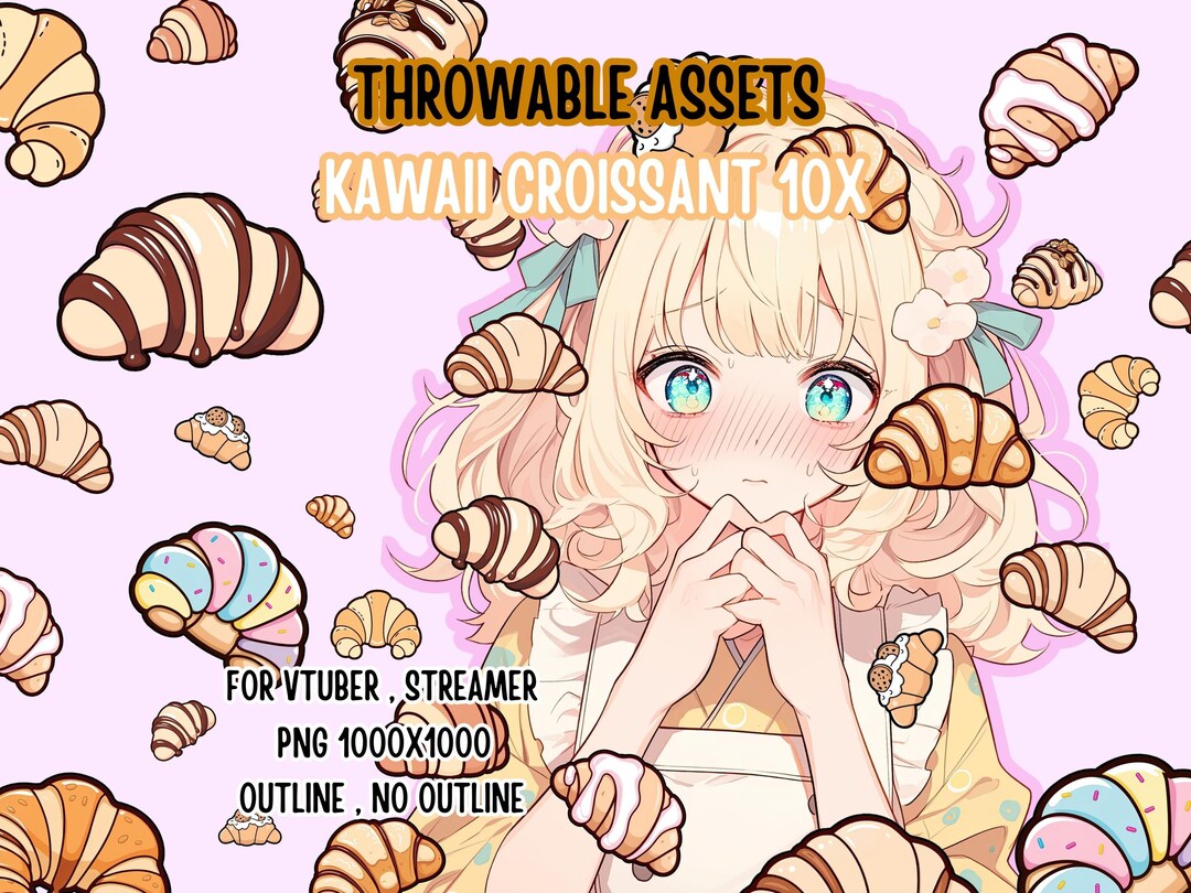 Throwable Assets Kawaii Croissant 10x,2d Digital Assets,stream ...