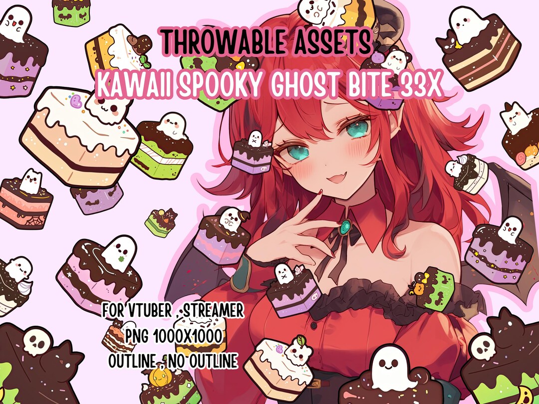 Throwable Assets Kawaii Spooky Ghost Bite 33x ,2D Digital Assets,stream ...