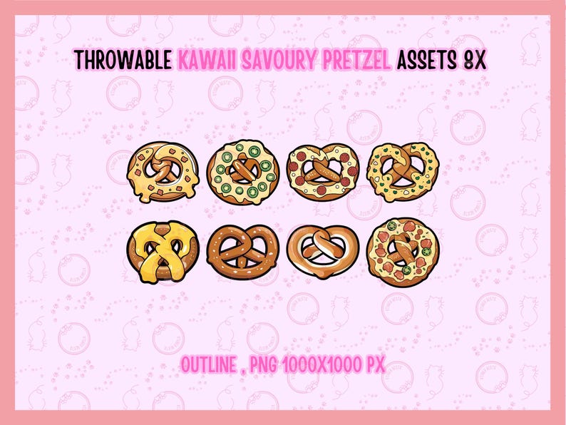 Throwable Assets Kawaii Souvary Pretzel 8x,2d Digital Assets,stream Decoration,cute Throwable ...