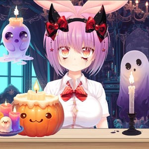 Vtuber Assets,halloween Kawaii Ghost With Candle Animated,2d Digital ...