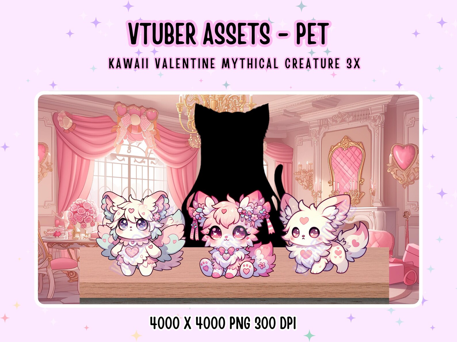 Vtuber Assets, Vtuber Pet ,3x Kawaii Valentine Mythical Creature for ...