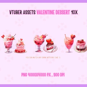 Vtuber Assets Valentine Dessert,10x Sweet Cake and Drink for Vtuber ...