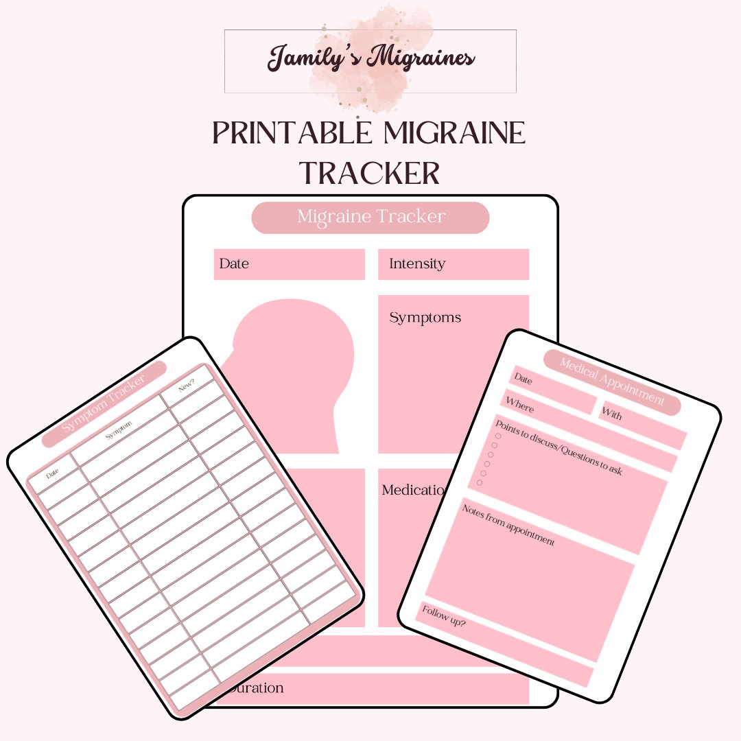 Printable Pink Migraine Tracker | Migraine Diary | Migraine Gift ...