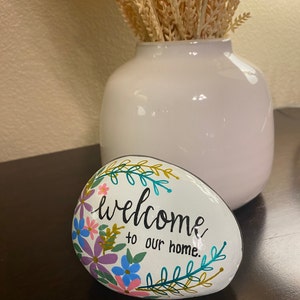 Welcome to Our Home Painted Rock, Welcome Rock, Address Rock, Welcome ...