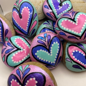 Heart Rocks Painted Rocks, Assorted Heart Rocks, Valentine’s Day ...
