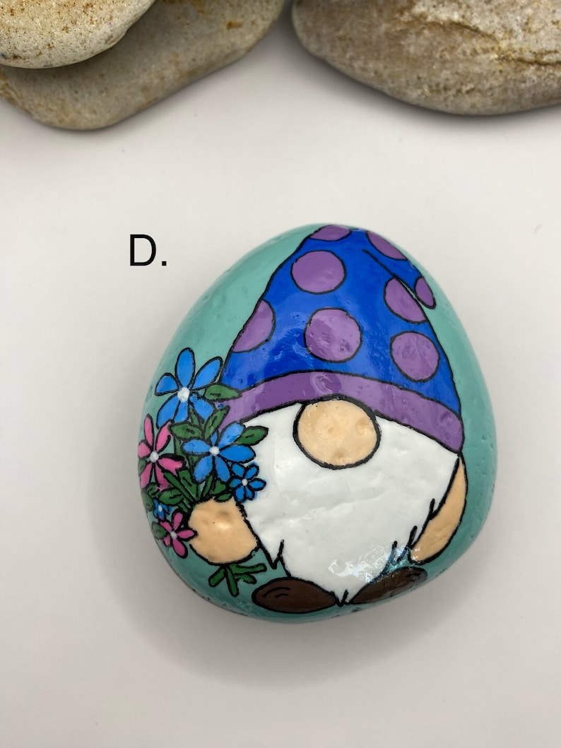 Gnome Painted Rocks, Garden Gnome Rocks, Gnome Rocks, Spring Painted ...