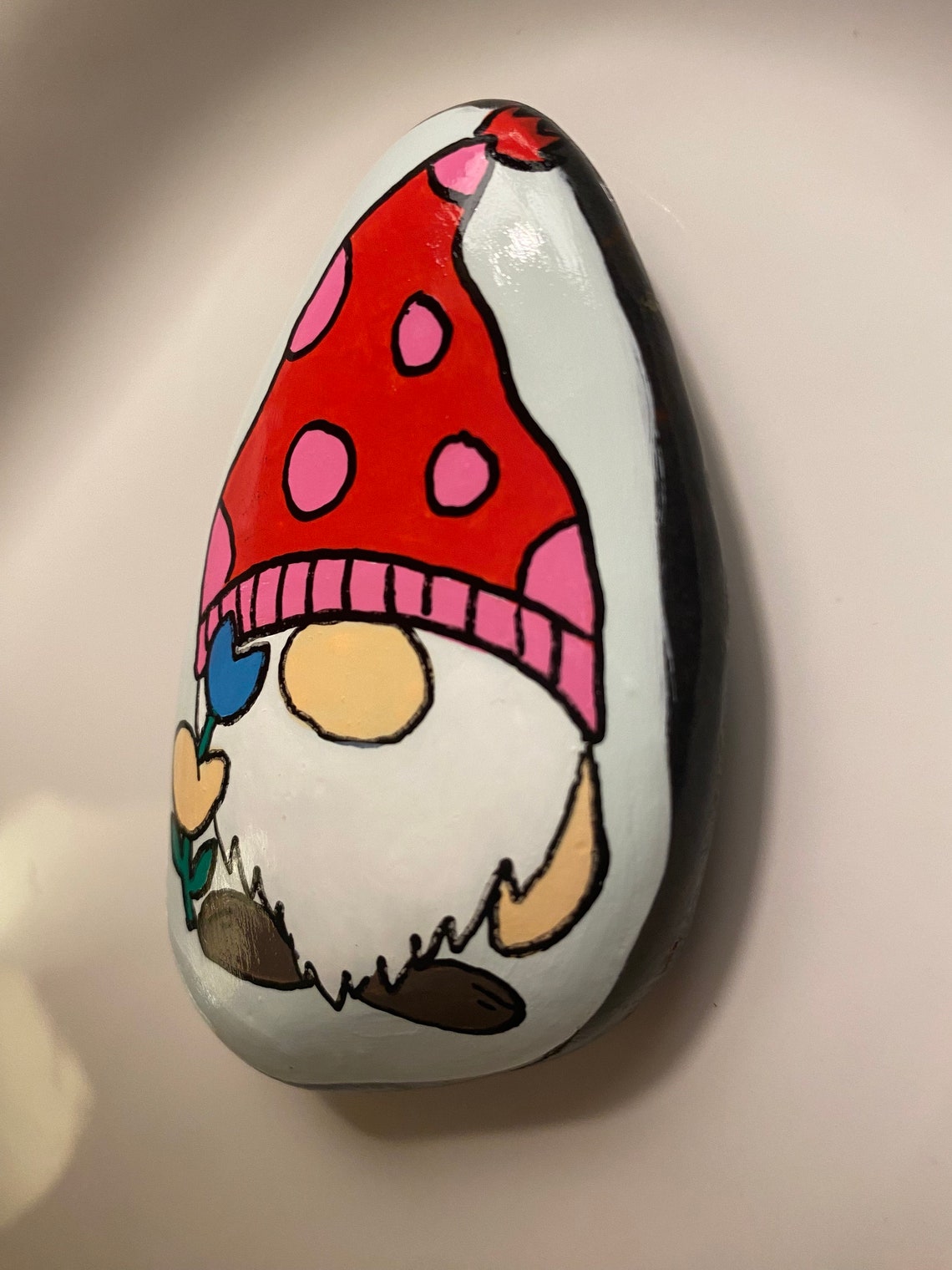 Gnome Painted Rock, Gnome Gift, Garden Rock, Garden Gnome, Tulip Gift ...