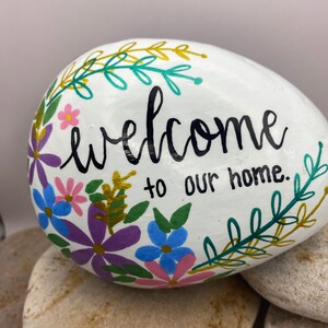 Welcome to Our Home Painted Rock, Welcome Rock, Address Rock, Welcome ...