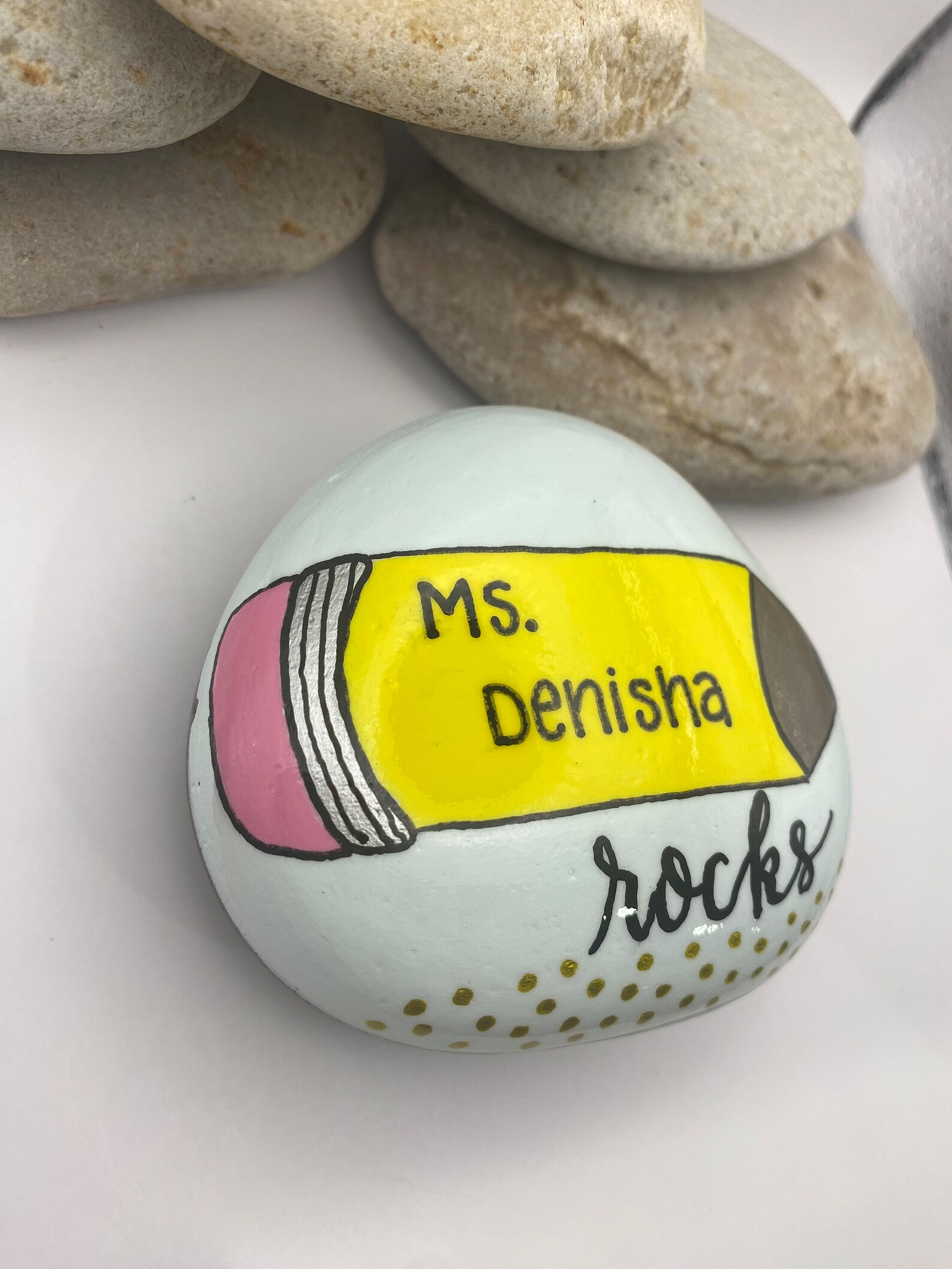 My Teacher Rocks Painted Rocks, Back to School Rock, Teacher ...
