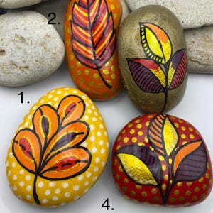 Fall Leaves Painted Rock, Fall Decor Rock, Fall Porch Rock, Leaves ...