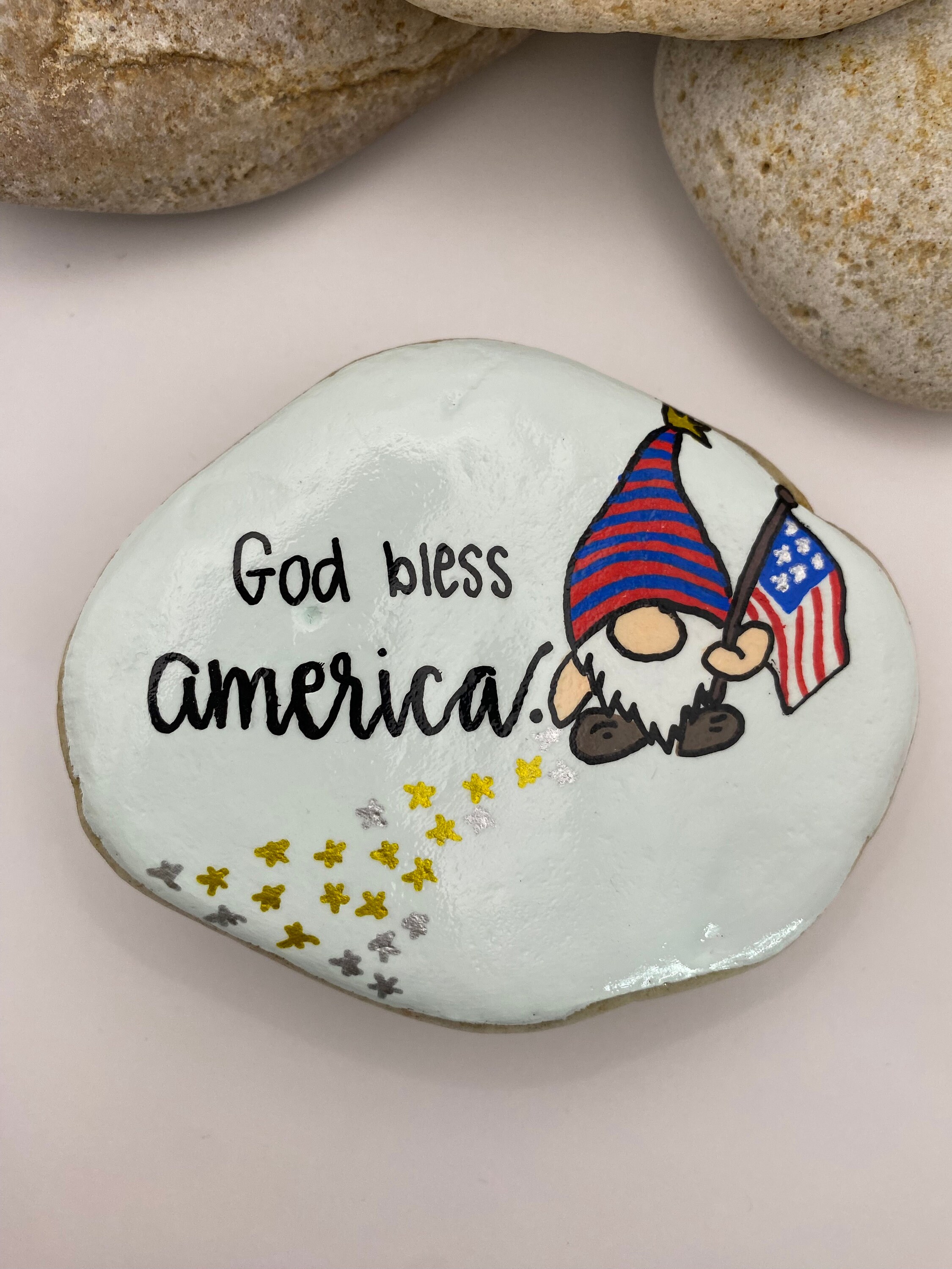 God Bless America Painted Rock, July 4th Rock, Patriotic Rock, Happy ...