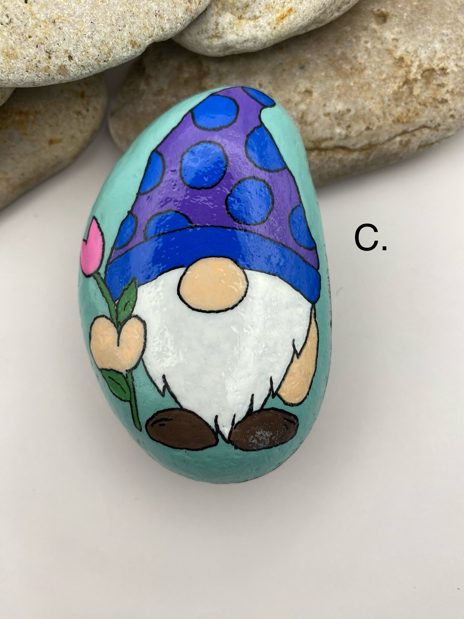 Gnome Painted Rocks, Garden Gnome Rocks, Gnome Rocks, Spring Painted ...