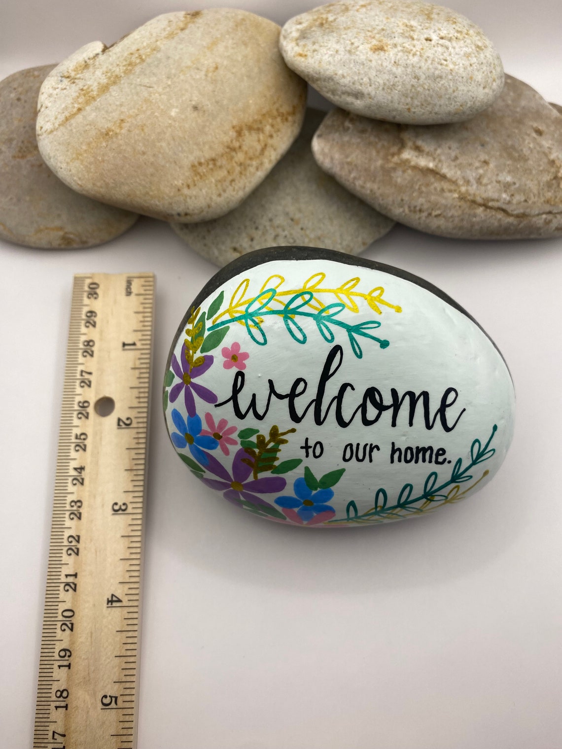 Welcome to Our Home Painted Rock, Welcome Rock, Address Rock, Welcome ...