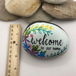 Welcome to Our Home Painted Rock, Welcome Rock, Address Rock, Welcome ...