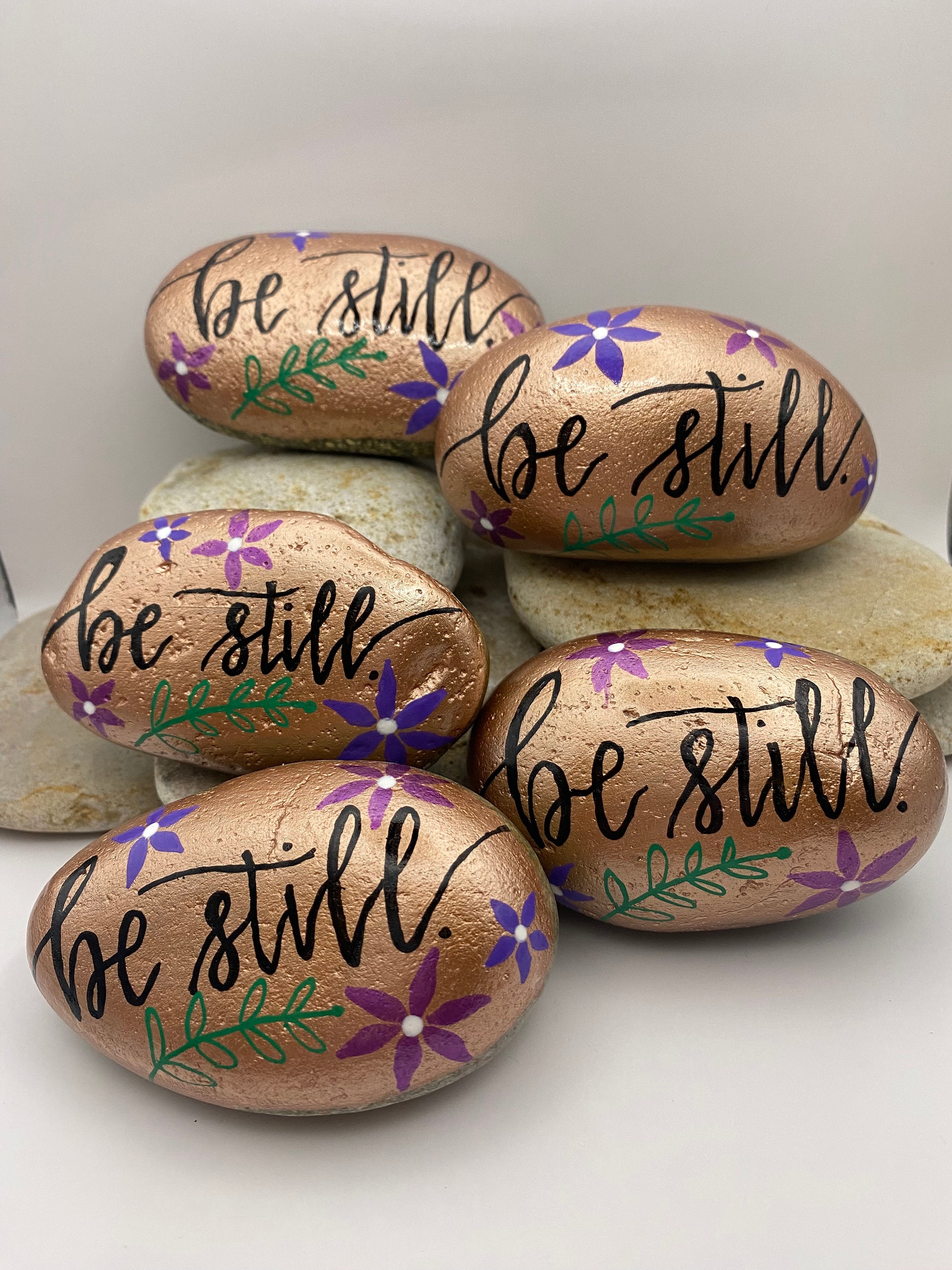 Be Still Hand Painted Rock, Bible Verse Rock, Bible Quotes, Religious ...