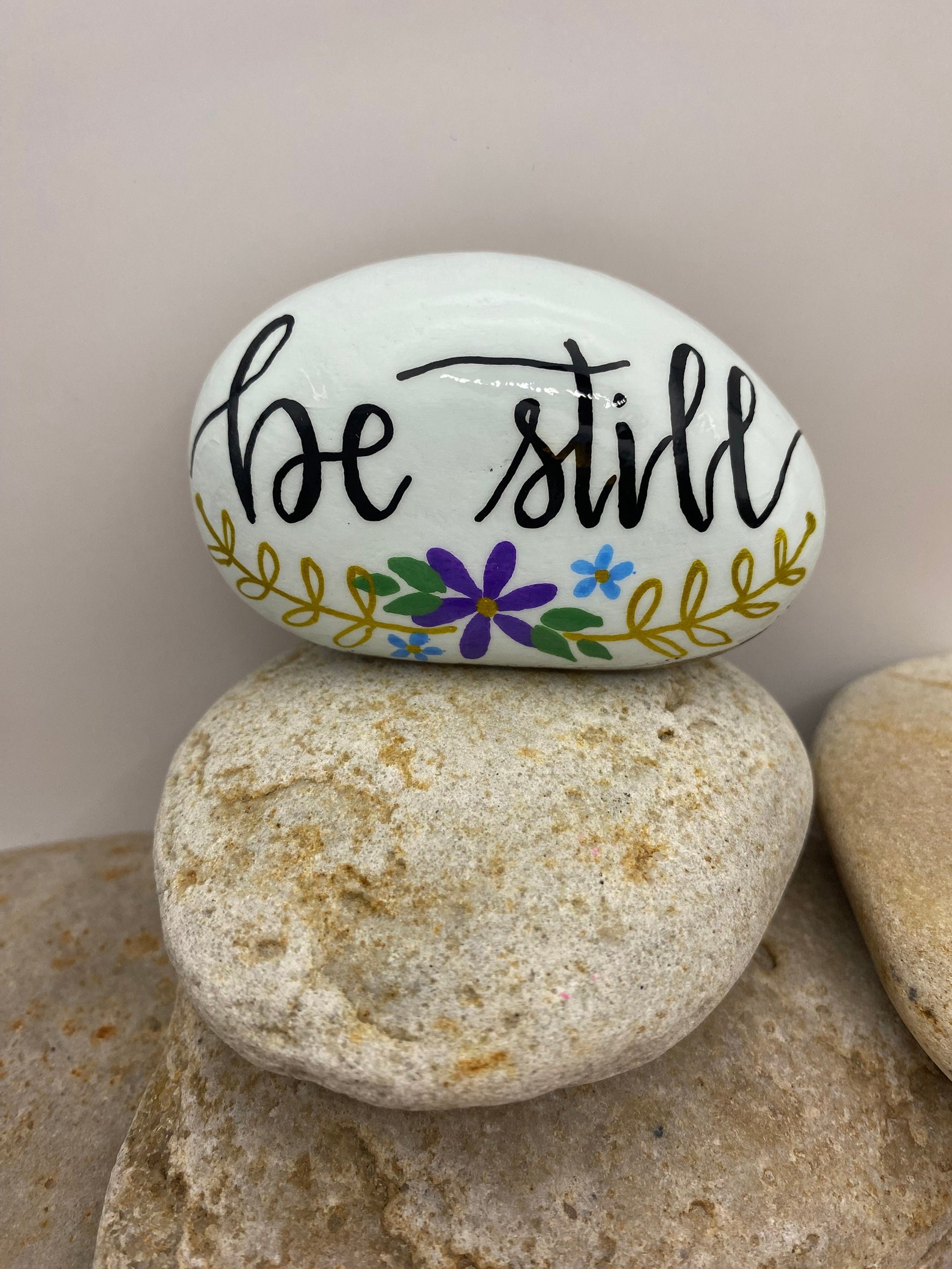 Be Still Bible Verse Painted Rock, Bible Sayings Rock, Be Still and ...