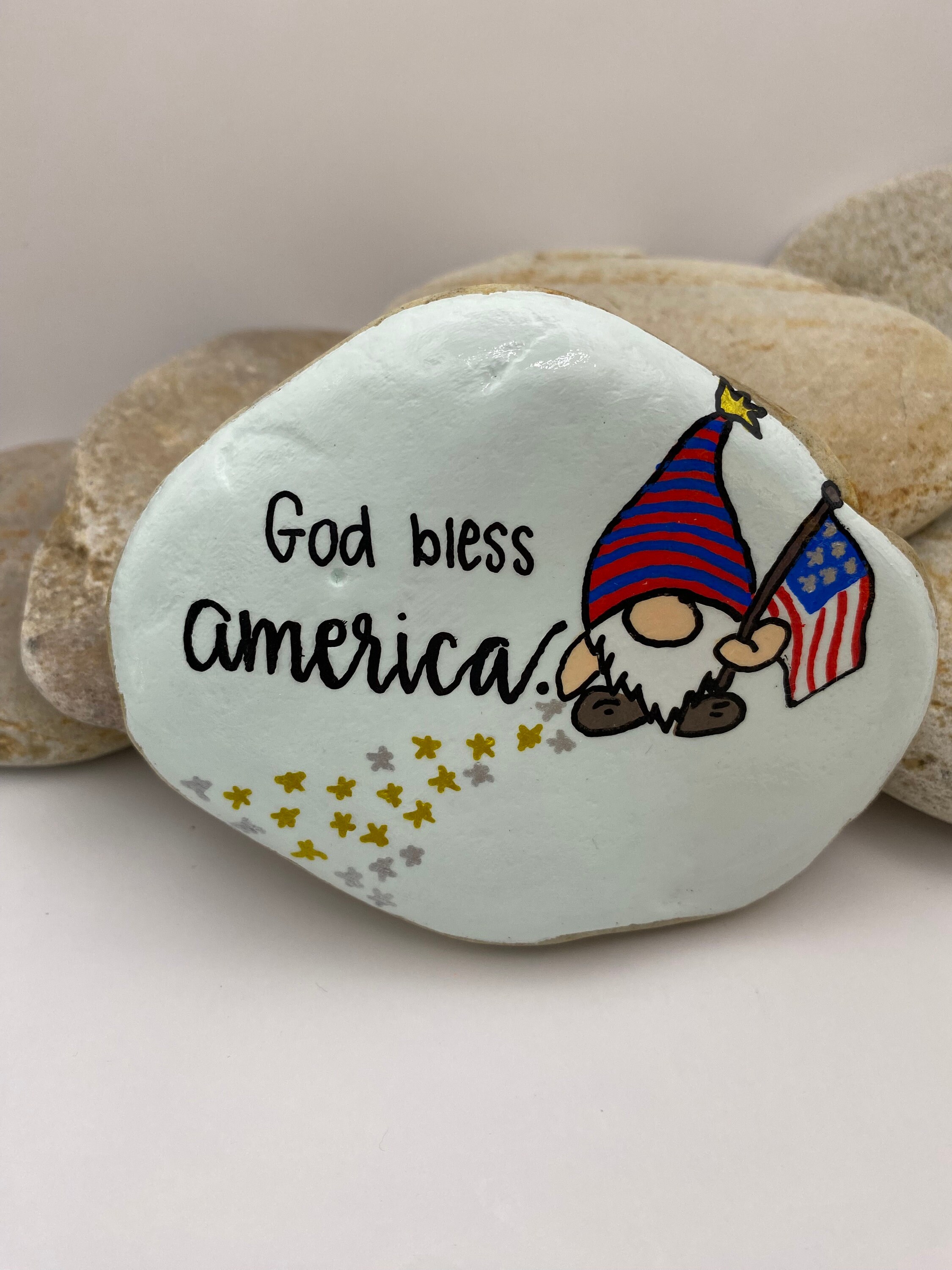 God Bless America Painted Rock, July 4th Rock, Patriotic Rock, Happy ...