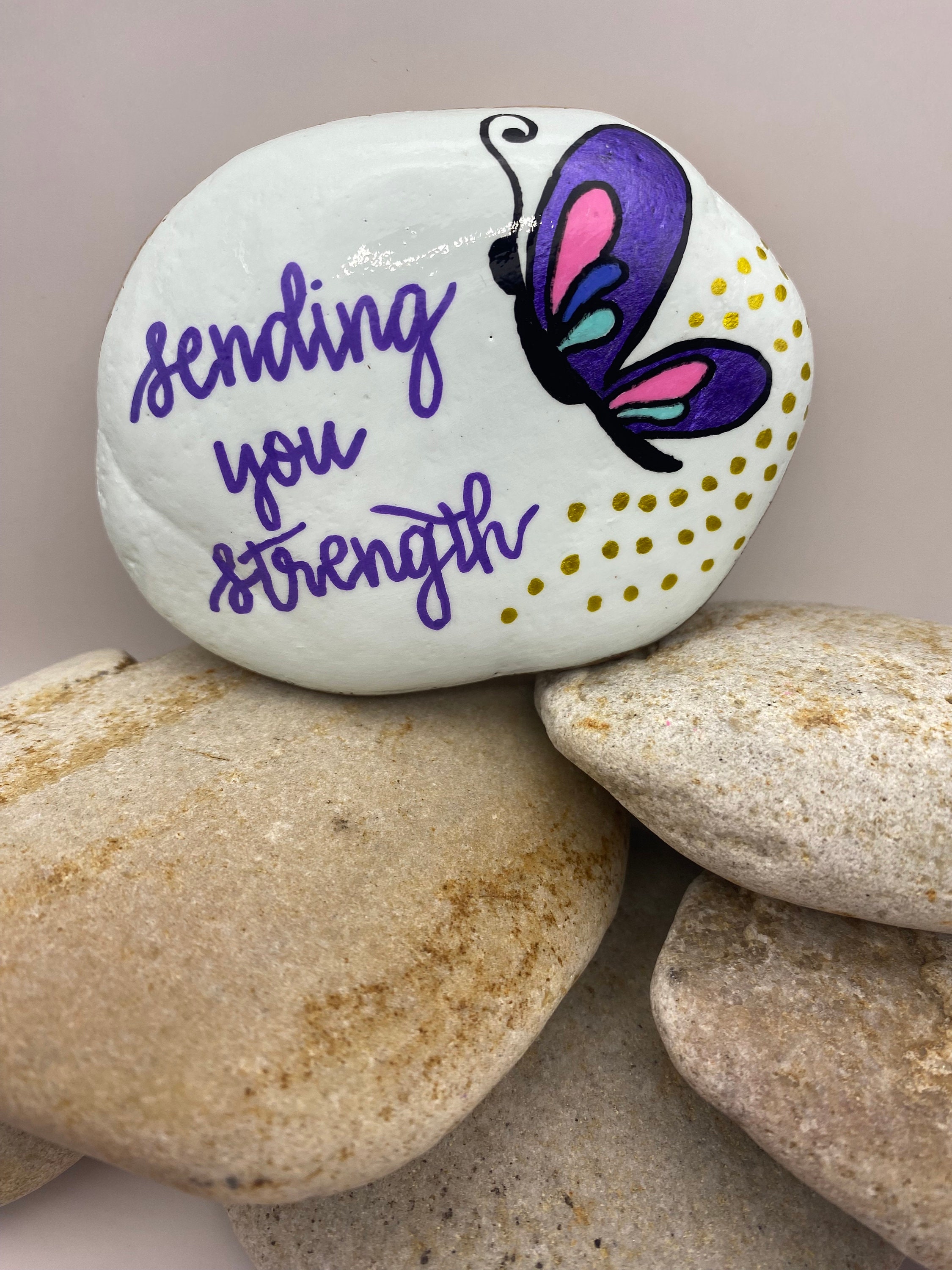 Sending You Strength Painted Rock, Encouragement Rock, Strength Rock ...