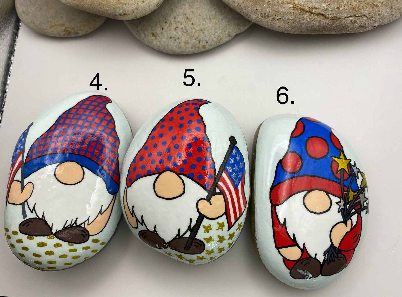 Gnome Painted Rocks, Fourth of July Gnomes, God Bless America Gnome ...